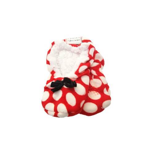 Ladies Cosy Toes Slippers Red With White Polkadots — FabFinds