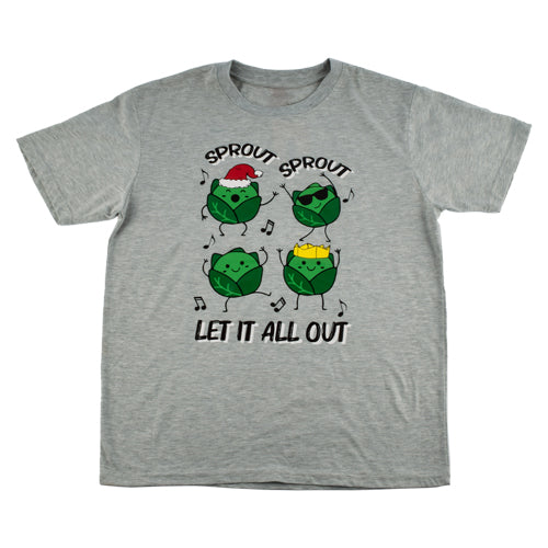 Men's Grey Sprout It All Out Christmas T-shirt Assorted Sizes - FabFinds