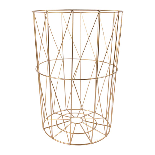 Gold Wire Storage Basket With Wooden Lid - FabFinds