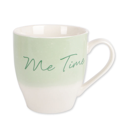 Two Tone Light Green and White 'Me Time' Mug - FabFinds