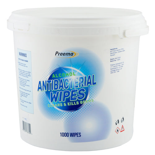 Preema Antibacterial Cleaning Wipes Tub 1000 Wipes - FabFinds