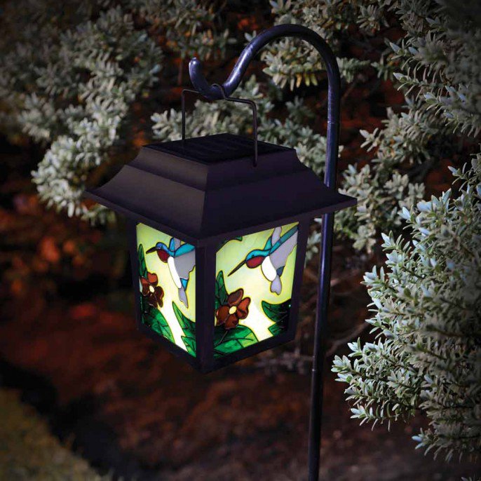 Stained Glass Bird Solar Lantern — FabFinds