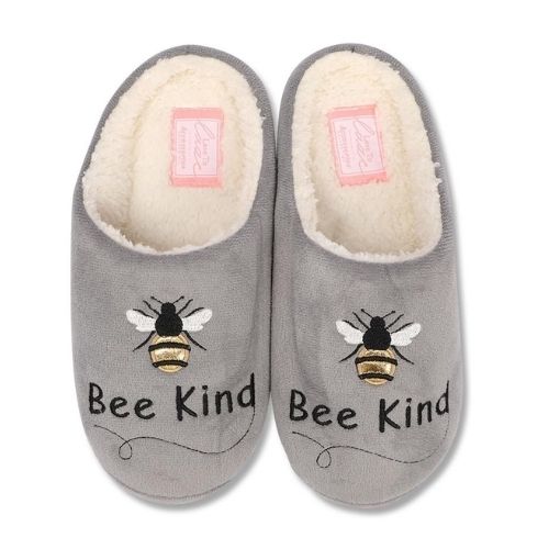 Love to Laze Ladies Grey Bee Kind Slippers | Ladies Slippers | FabFinds