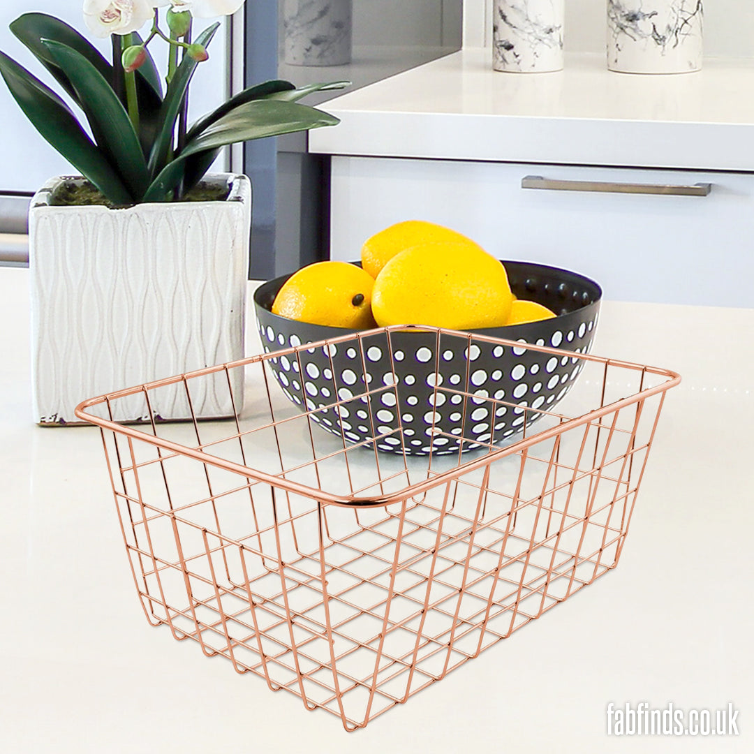 Buy Soho Wire Storage Basket Rose Gold - FabFinds