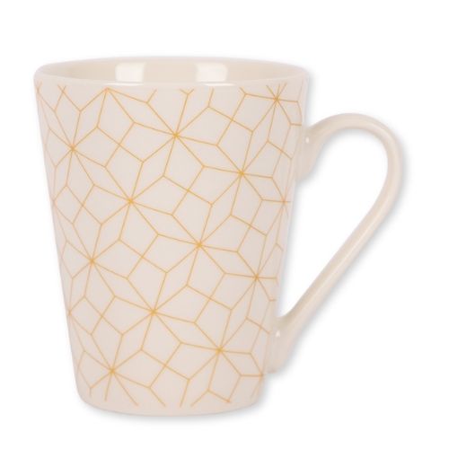 Art Deco Gold and White Slim Mug 110z -FabFinds
