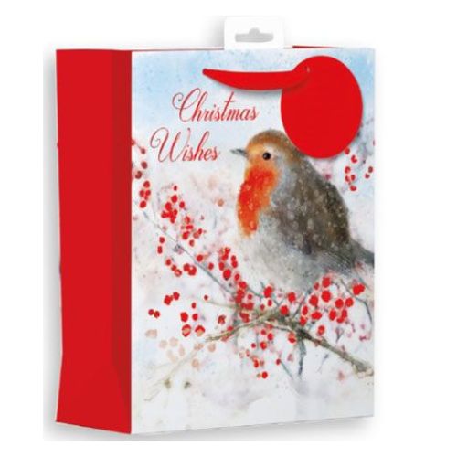 Traditional Robin Christmas Gift Bag Large - FabFinds