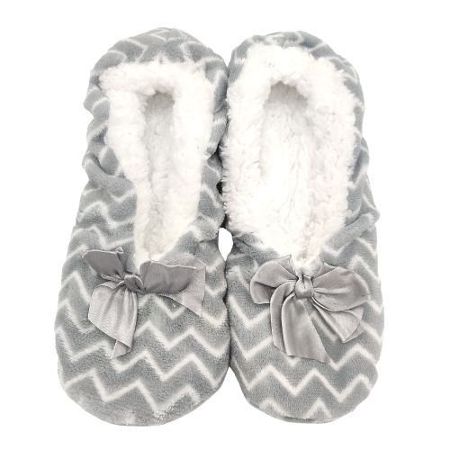 Ladies Cosy Toes Slippers Grey White Zigzag — FabFinds