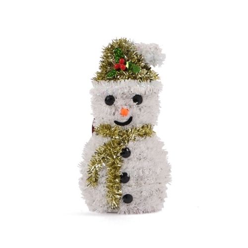 Christmas Mini Tinsel Snowman Decoration - FabFinds