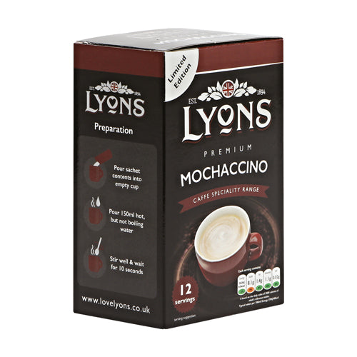 Lyons Premium Mochaccino Instant Coffee x 12 Sachets - FabFinds