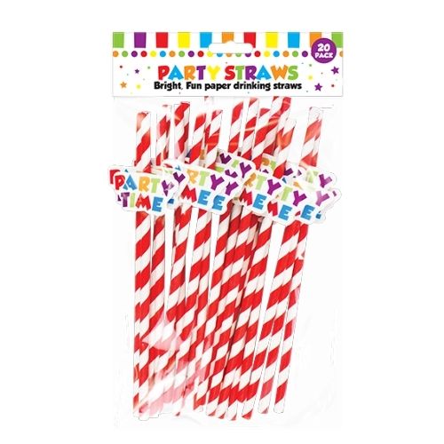Buy Party Time Novelty Paper Straws Pack Of 20 - FabFinds
