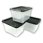 28 Litre Plastic Storage Box with Lid - Set of 3 — FabFinds