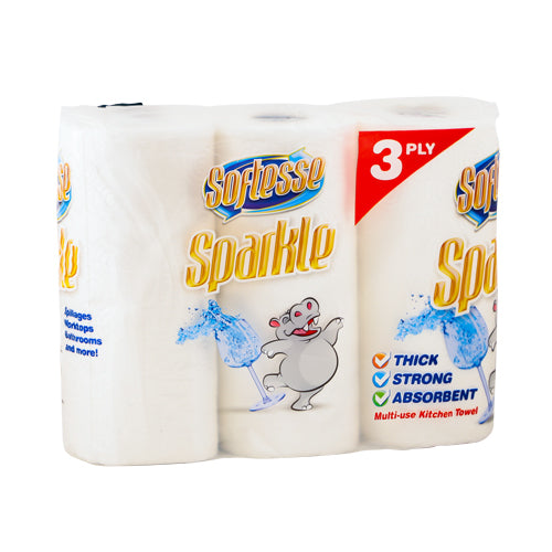 Softese Sparkle Large Kitchen Roll 3 Ply 3 Pack - FabFinds